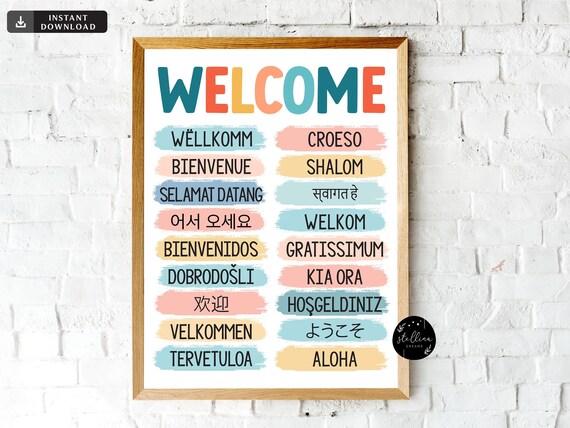Welcome Sign Multi-language Welcome Printable Office Wall - Etsy