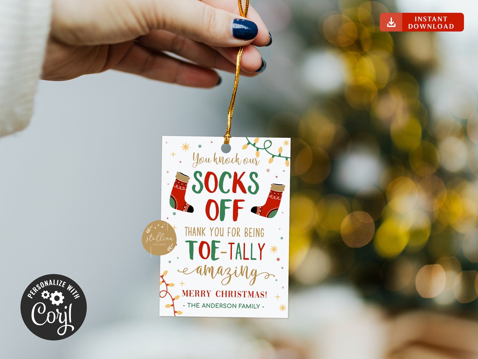 Christmas Sock Gift Tags Staff Xmas Ugly Fuzzy Socks Mani | Etsy