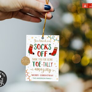 Christmas Sock Gift Tags Staff, Xmas Ugly Fuzzy Socks Mani Pedi Gift ...