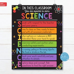 Science Classroom Rules Poster: Science Class Decor (instant Download ...