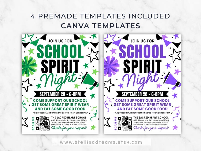 Editable School Spirit Night Flyer: PTA/PTO Fundraiser Canva Template ...