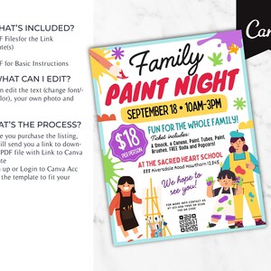 Editable Family Art Night Flyer, School Art Craft Night Festival Flyer ...