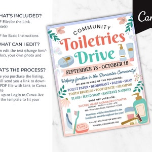 Editable Toiletries Drive Flyer: School, Church, Charity (CANVA ...