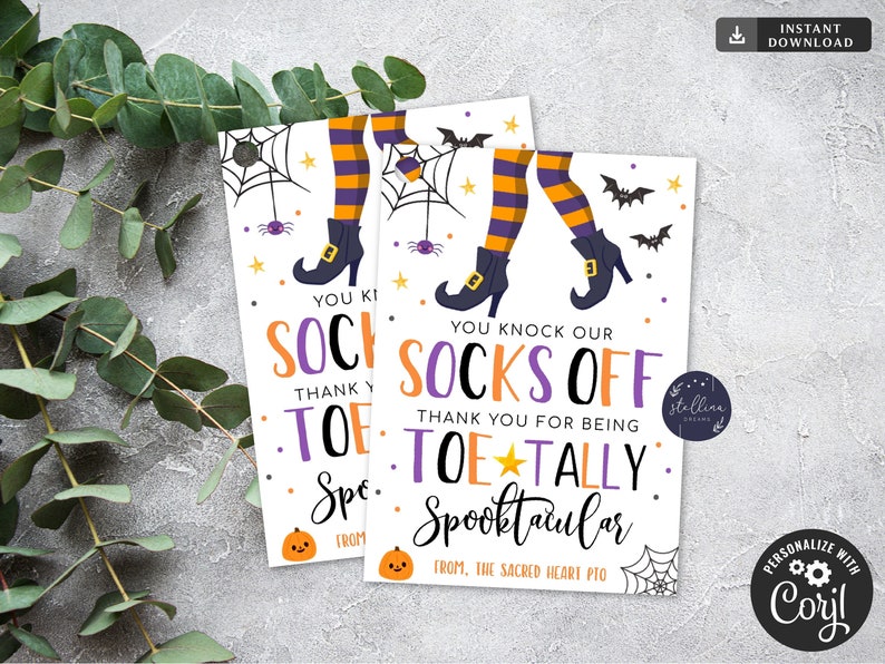 EDITABLE Halloween Sock Gift Tags Staff, Mani Pedi Gift, Toe-tally ...