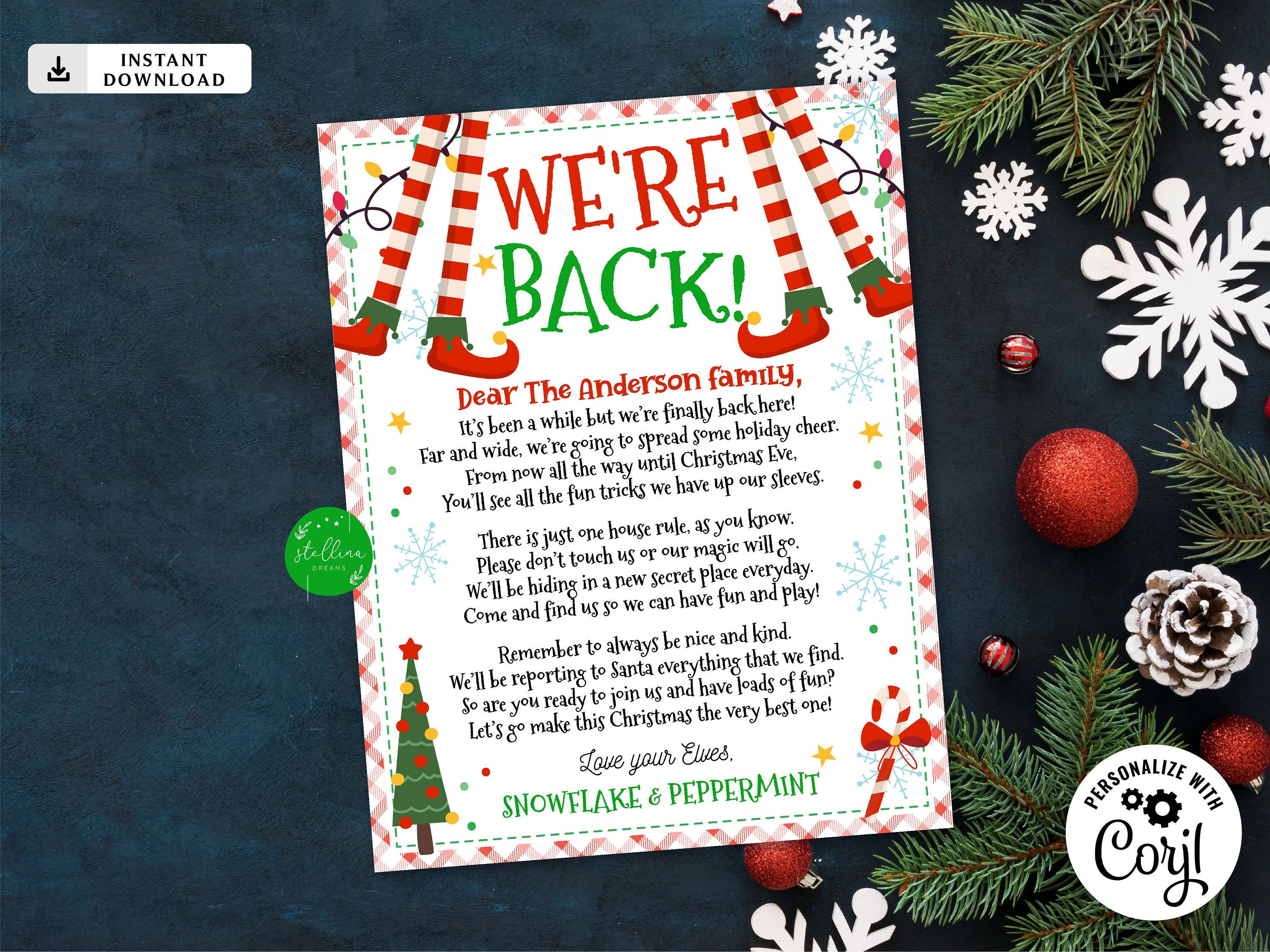 Hello From the Elves Letter for Kids, Christmas We're Back! Hello From ...