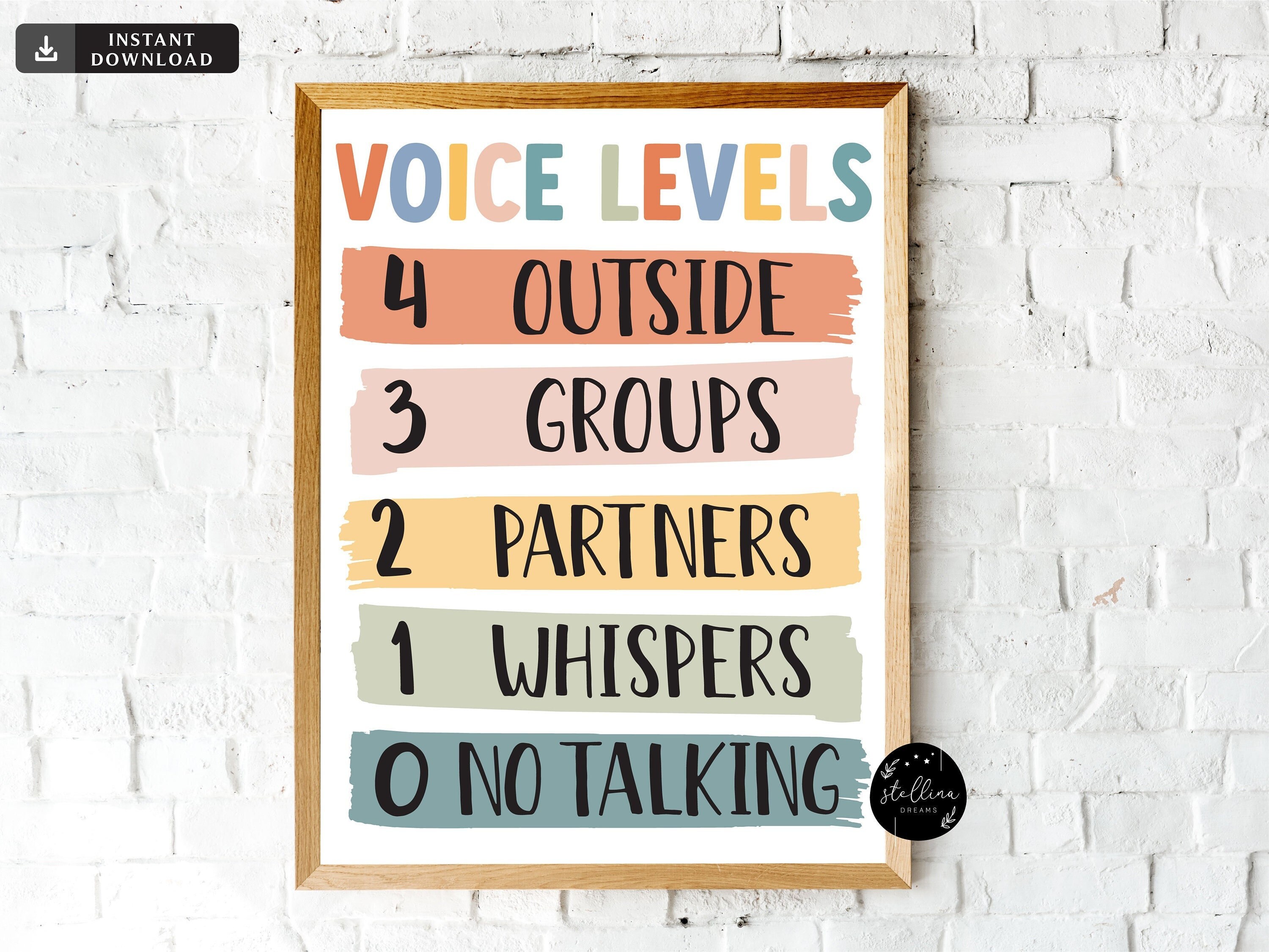 Voice Level Chart Classroom Decor, INSTANT DOWNLOAD Classroom Policies ...
