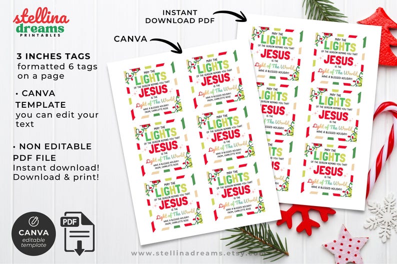 Jesus is the Light of the World Tags | Christian Christmas Gift Tags ...