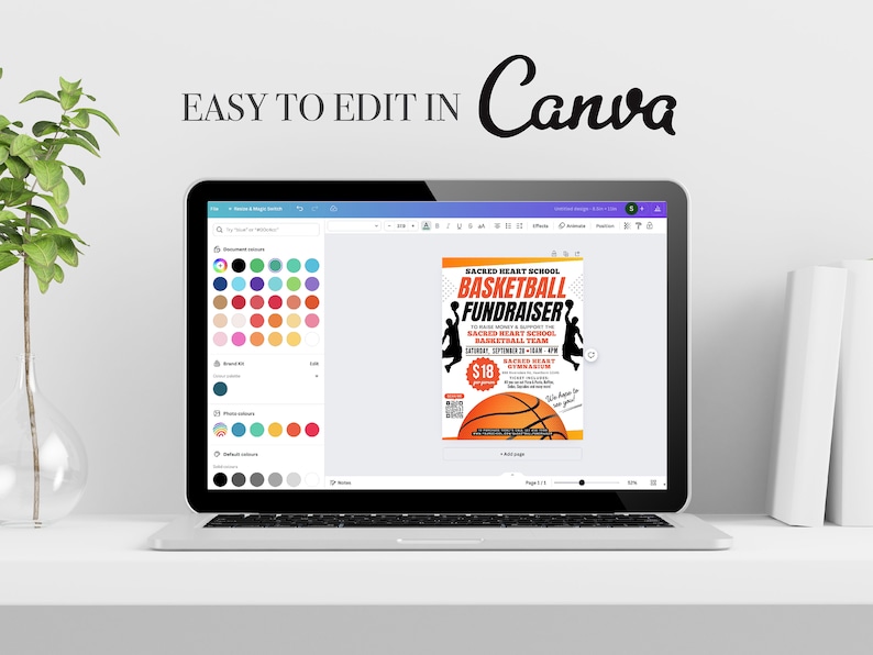 Editable Basketball Fundraiser Flyer: School Event Canva Template ...