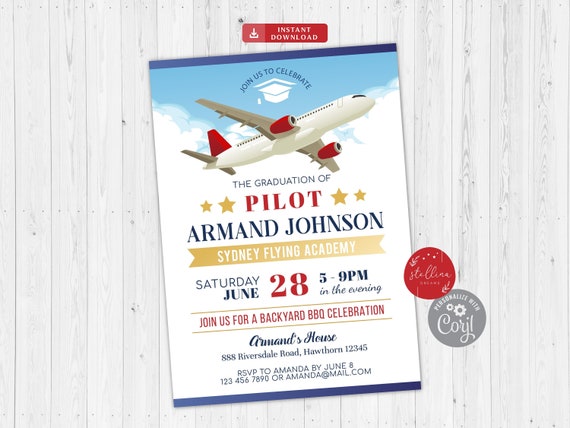 Pilot Graduation Invitation Air Force Academy Graduate Invite | Etsy