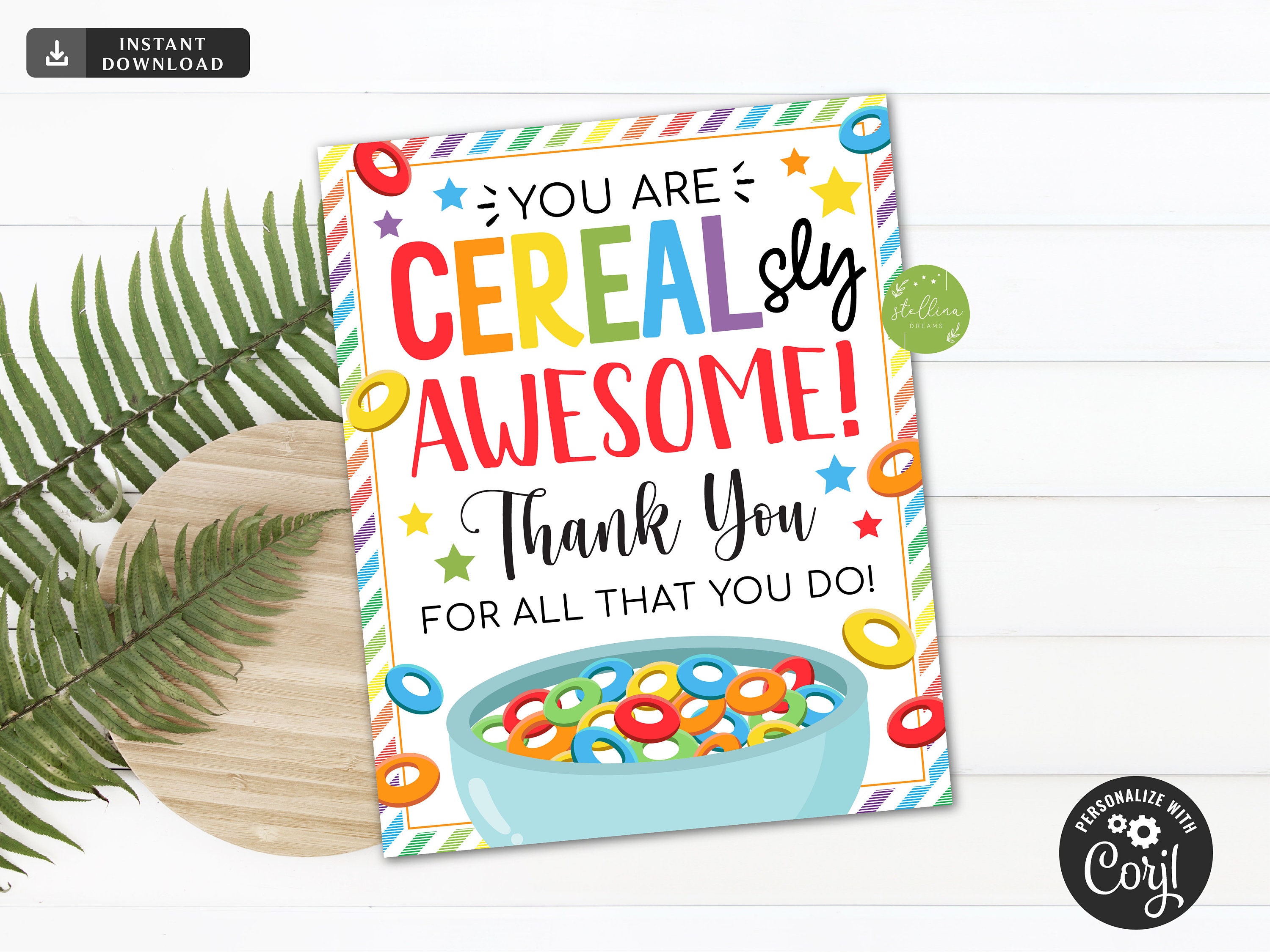 PRINTABLE Cereal Sign, Appreciation Week Decor, Teacher Staff Employee ...