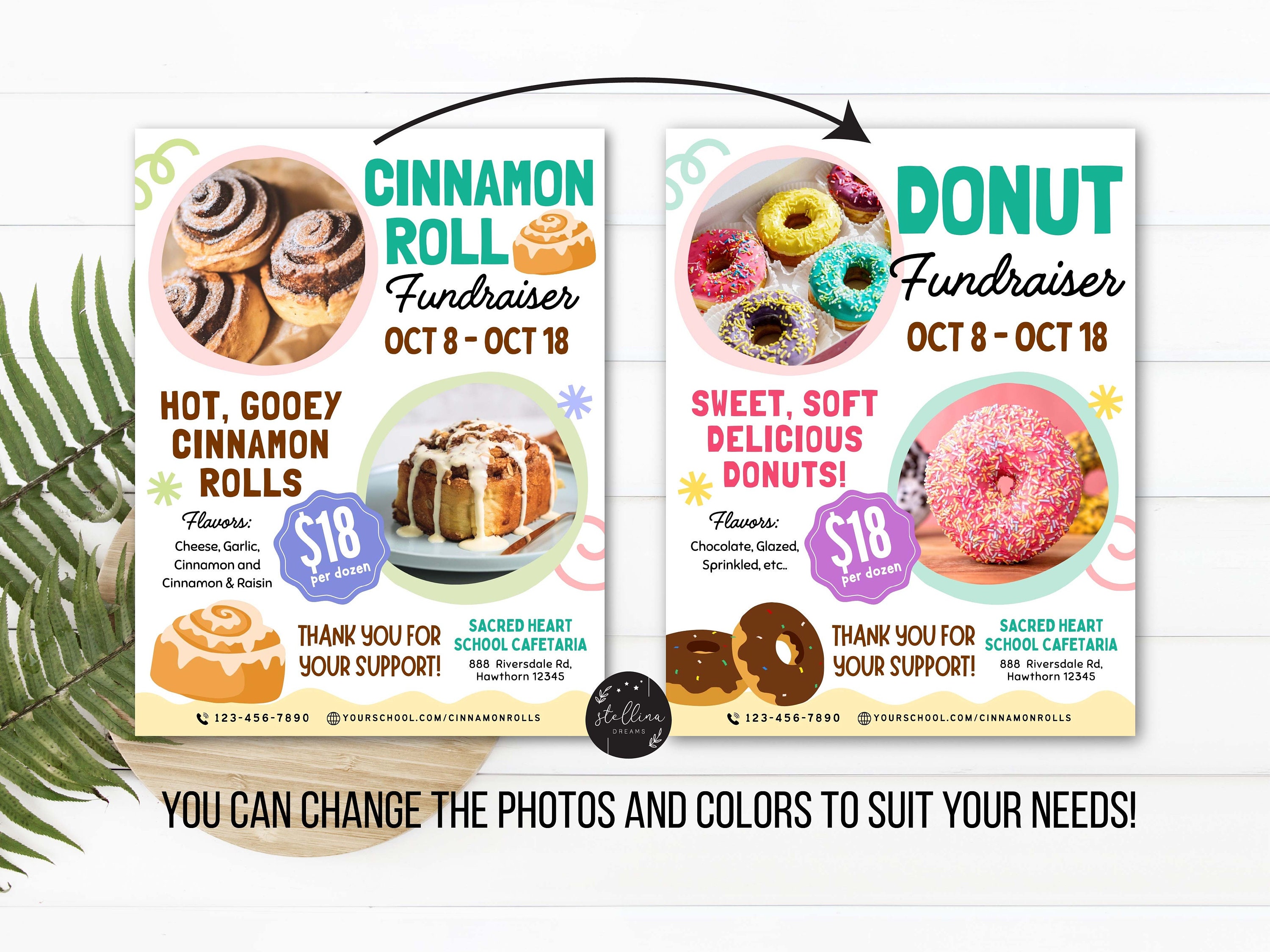 Editable Cinnamon Roll Fundraiser Flyer: Printable Canva Template ...