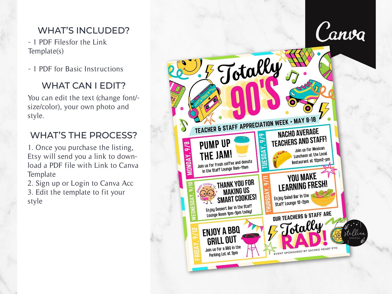 Editable 80s 90s Theme Teacher Appreciation Week Itinerary, Retro ...