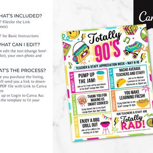 Editable 80s 90s Theme Teacher Appreciation Week Itinerary, Retro ...