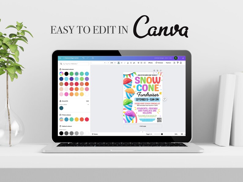 Editable Snowcone Fundraiser Flyer CANVA Template for Summer Colorful ...