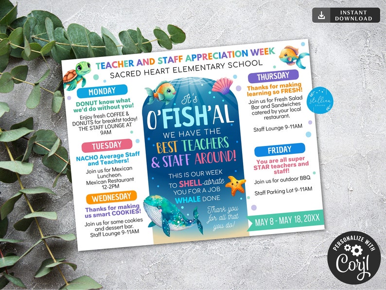 Under the Sea Teacher Appreciation Week Itinerary, You Are Sun-sational ...