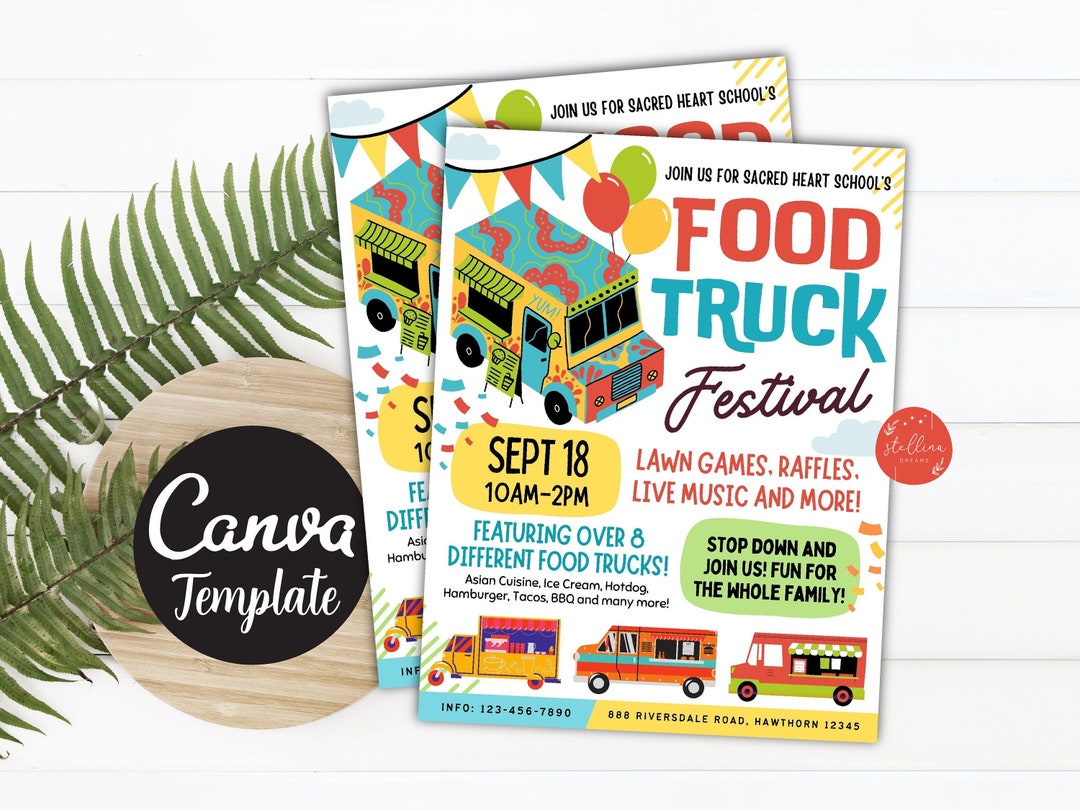 Editable Food Truck Festival Flyer, School Fundraiser, Community Church ...