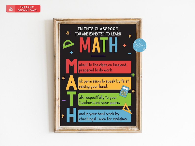 MATH Teacher Classroom Poster Printable Math Classroom Rules - Etsy
