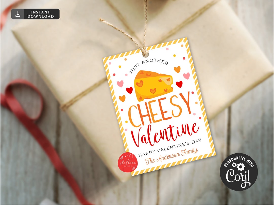 Editable Valentines Cheesy Gift Tag, Funny Valentine Gift Teacher Staff ...