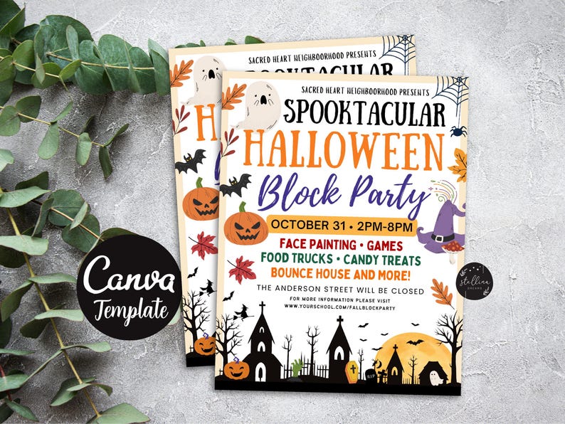 Editable Halloween Block Party Festival Harvest Flyer Printable ...