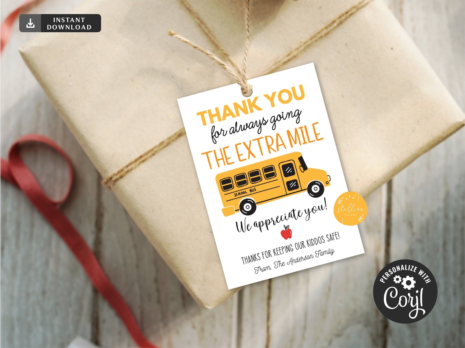 Editable Bus Driver Appreciation Gift Tag, Thank You for Always Going ...