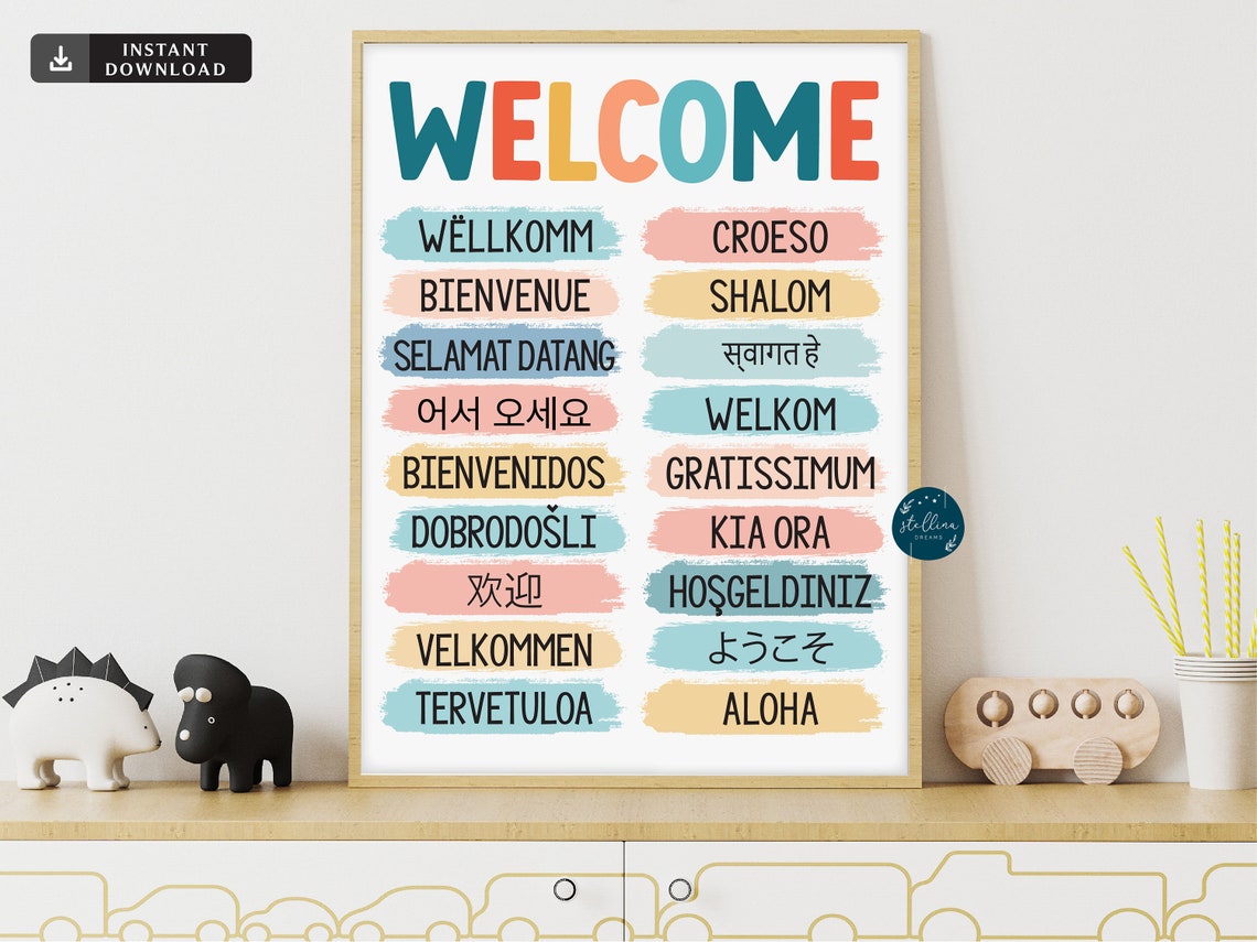 Welcome Sign Multi-language Welcome Printable Office Wall - Etsy