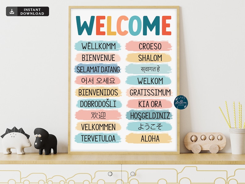 Welcome Sign Multi-language Welcome Printable Office Wall - Etsy