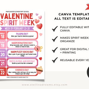 Valentine Spirit Week Schedule | School Dress up Days Itinerary | PTA ...