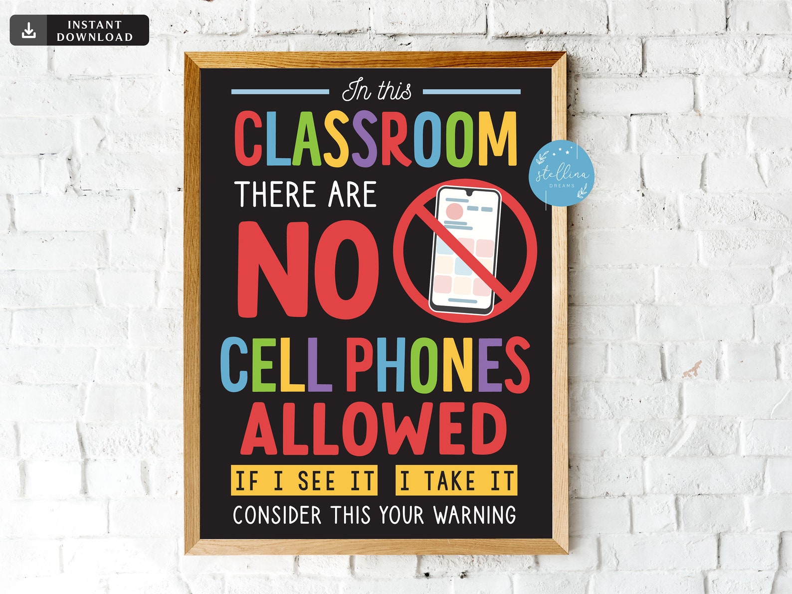 Printable No Cellphones Allowed Sign School Classroom Decor - Etsy