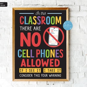 Printable No Cellphones Allowed Sign School Classroom Decor, Classroom ...