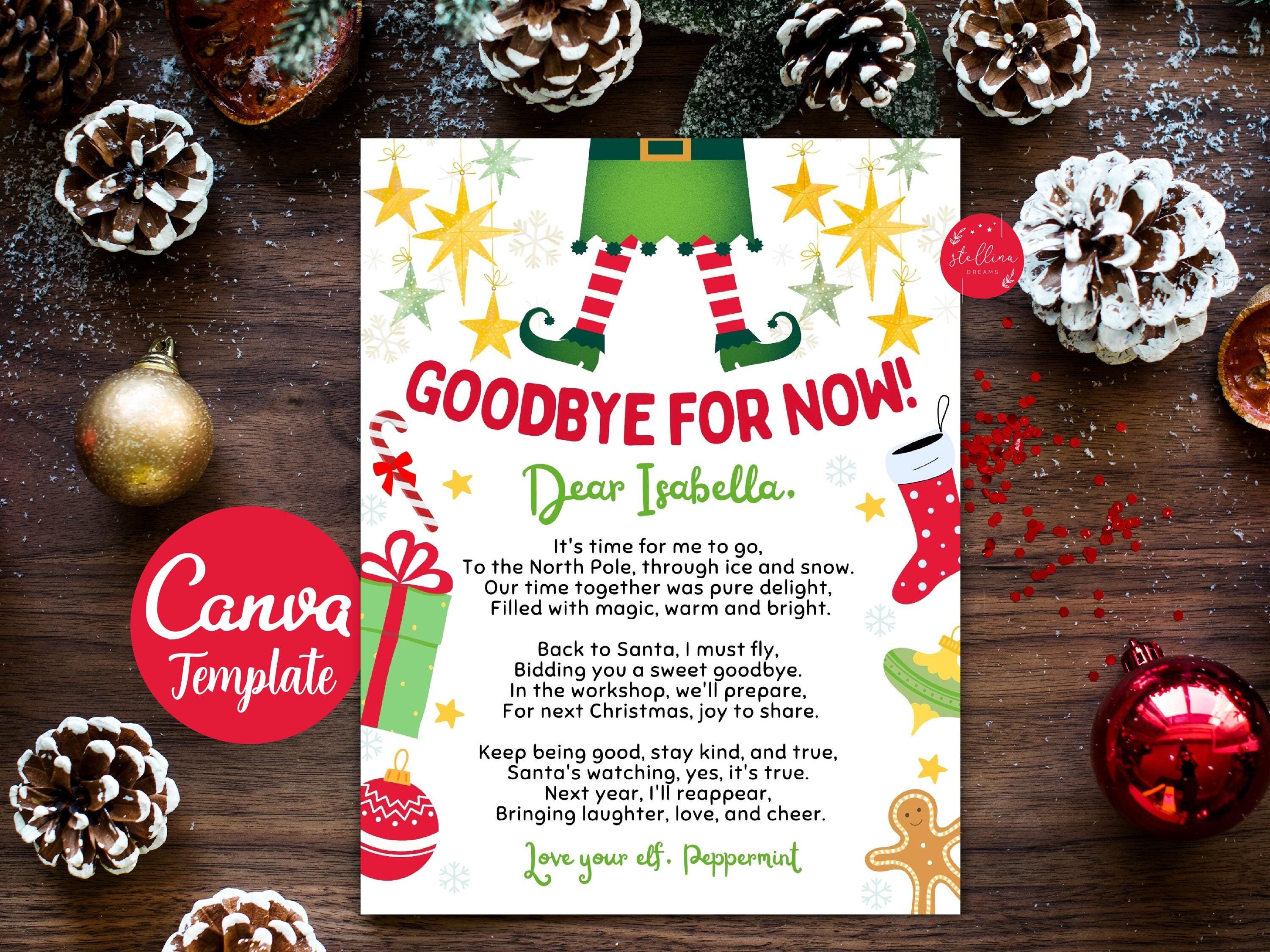 Editable Elf Goodbye Letter: Christmas Printable (CANVA Template ...