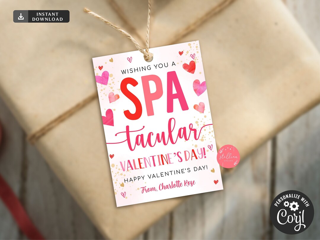 Editable Valentine Spa Gift Tags, Nail Polish Mask Lip Gloss Girl ...