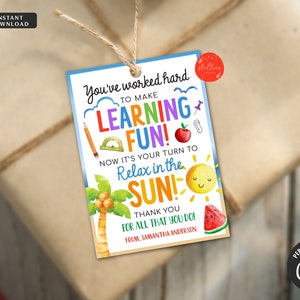 School's Out Summer is Here Teacher Thank You Tags, Teacher ...