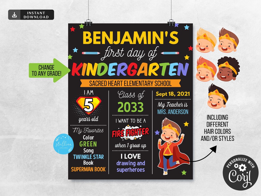 Superhero First Day of School Sign, Back to School Sign, Superhero ...