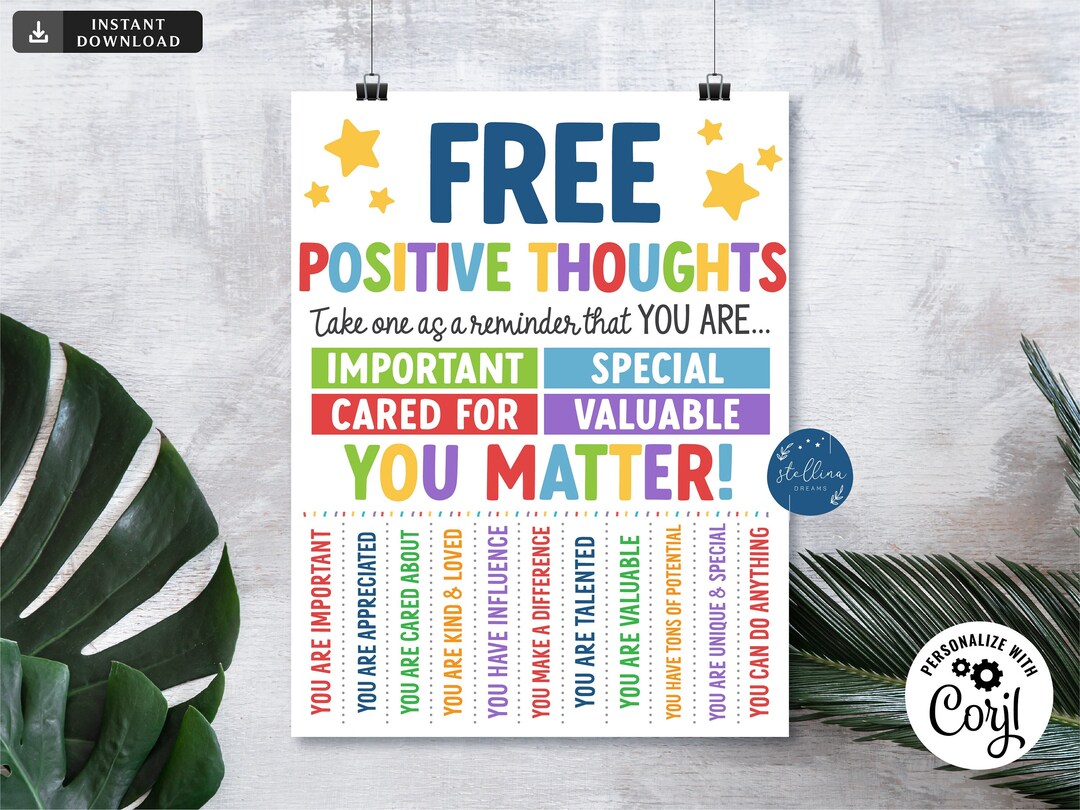 Positive Thoughts Door Sign, School Counselor Door Sign, Positive ...