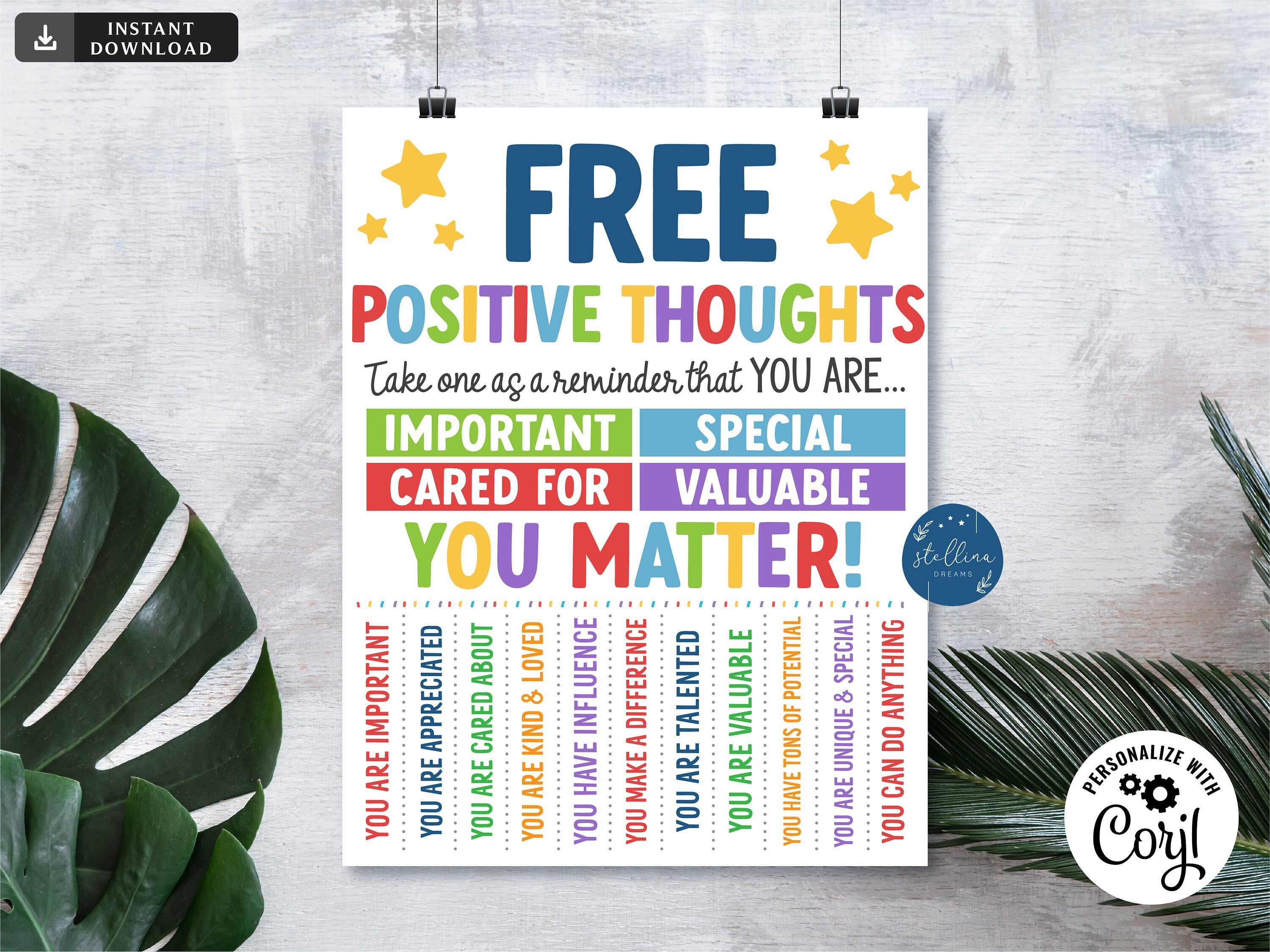 Positive Thoughts Door Sign, School Counselor Door Sign, Positive ...
