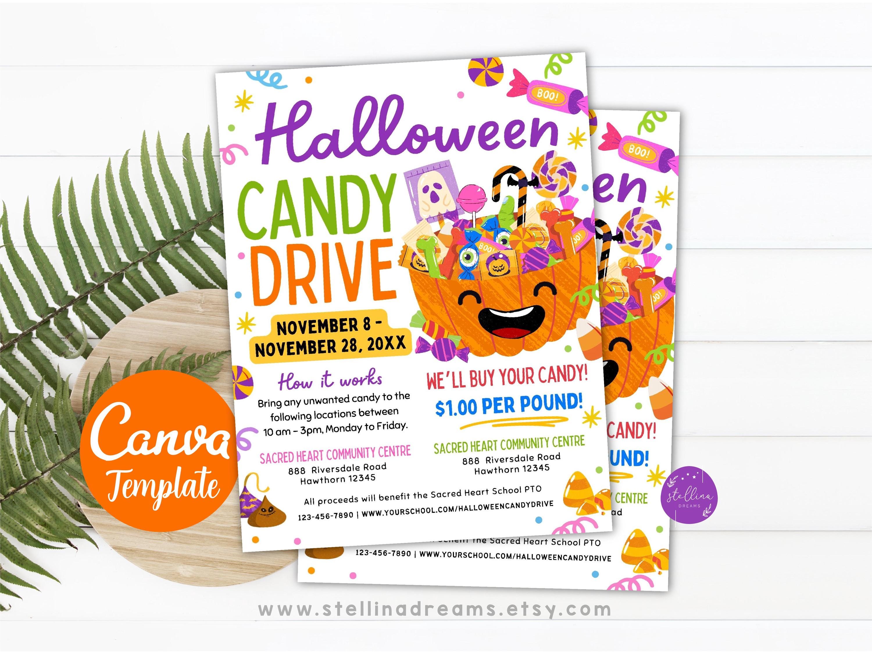 Editable Halloween Candy Drive Flyer Buy Back Printable Halloween ...