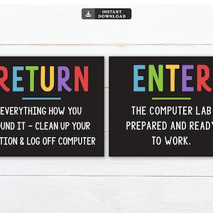 Computer Lab Poster Set, Classroom Decor, Set of 7 Computers Class ...