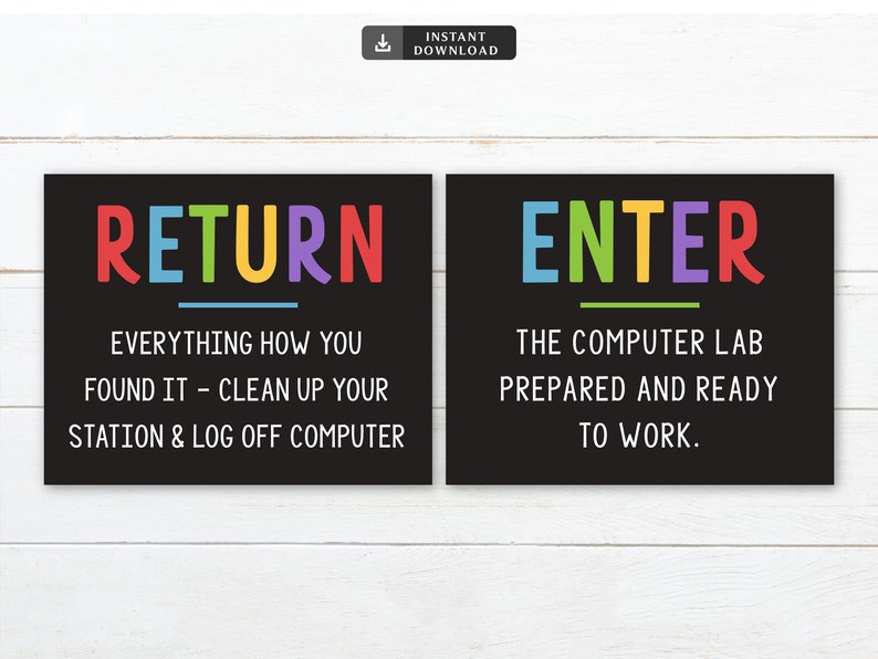 Computer Lab Poster Set, Classroom Decor, Set of 7 Computers Class ...