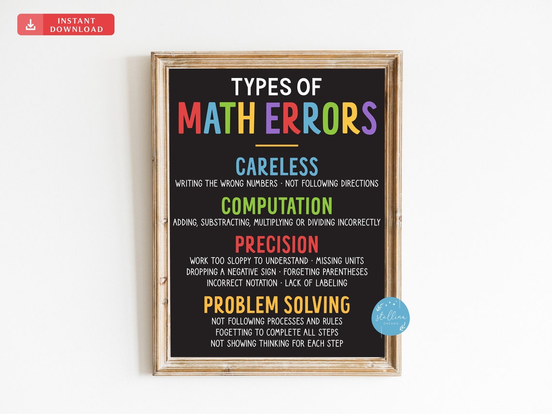 MATH Teacher Classroom Poster Printable, Mistakes Math Classroom, Math ...