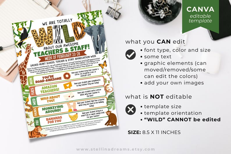 Jungle Teacher Appreciation Week Take Home Sheet | We Are Wild About ...