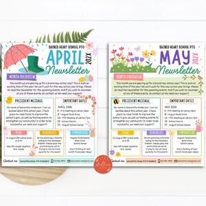 Editable Yearly Pto Pta Newsletter Template Set, Classroom Printable ...