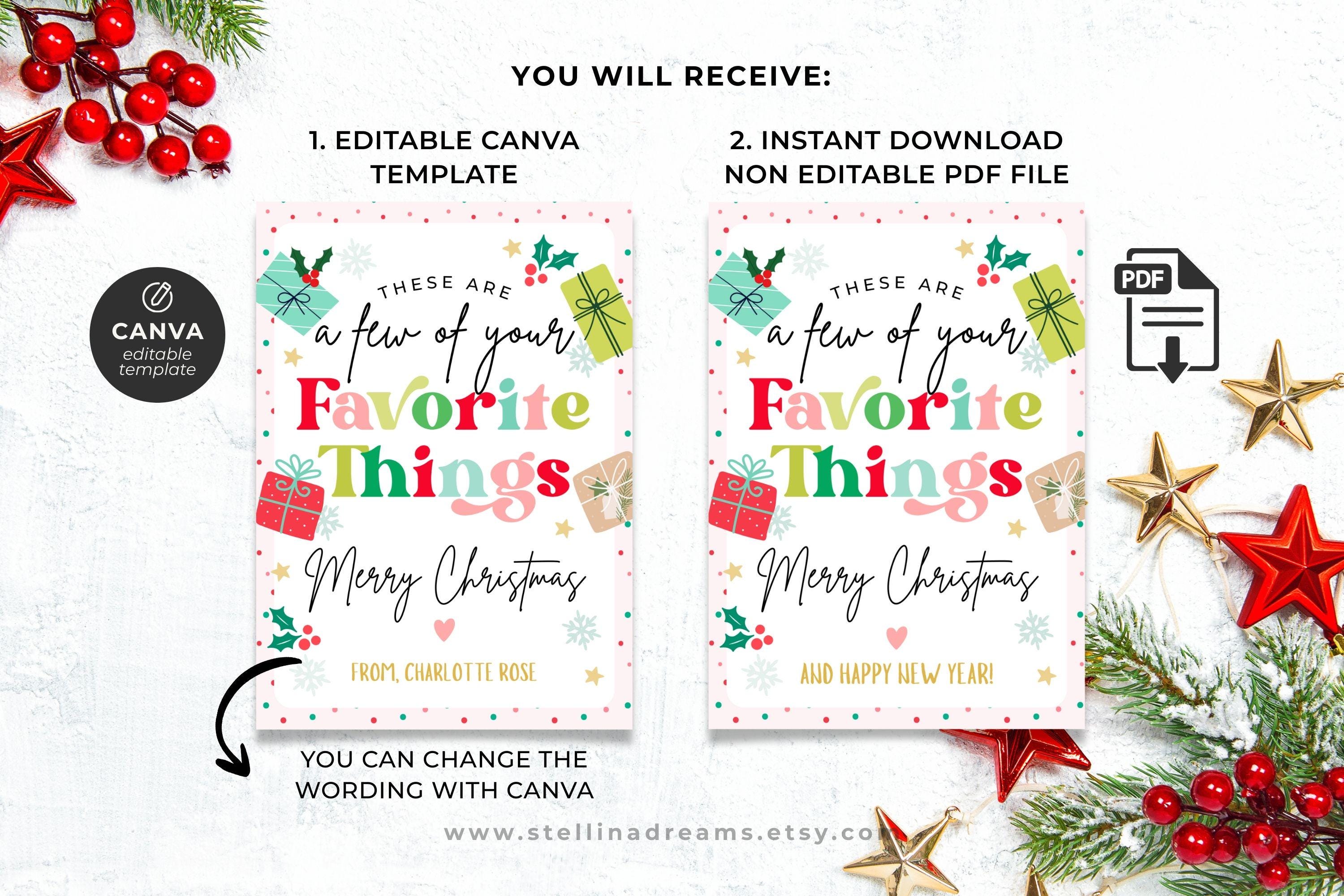 Favorite Things Gift Tags | These Are a Few of Your Favorite Things ...