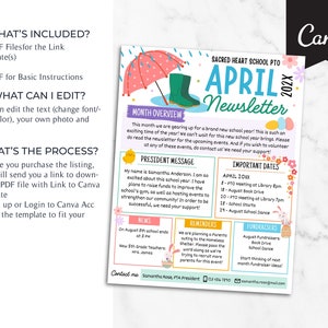 Editable April PTO PTA Newsletter Flyer, Easter Classroom Printable ...