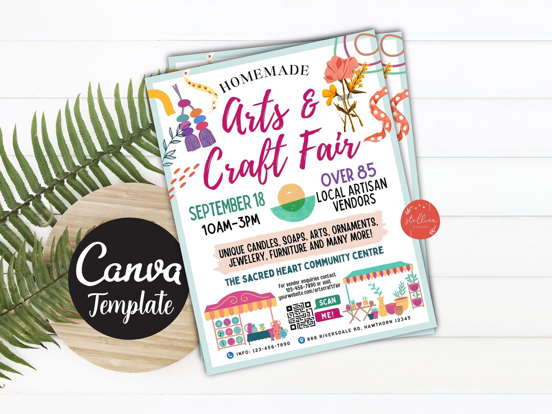 Editable Craft Fair Flyer, Spring Summer Craft Show Invitation Handmade ...