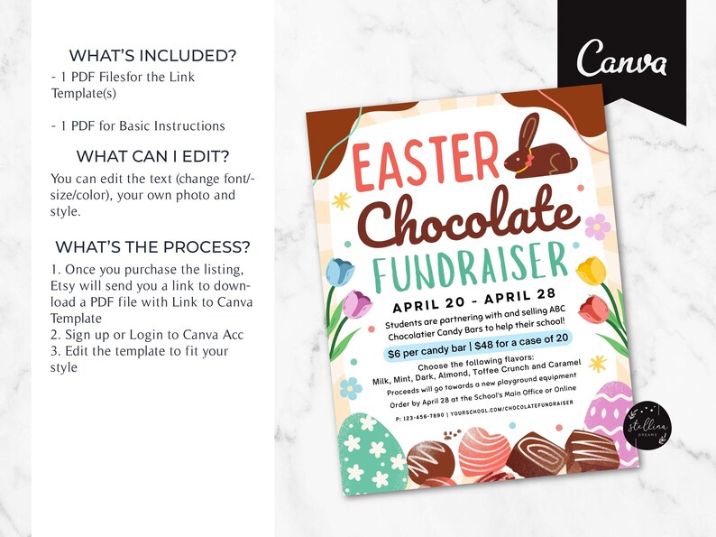 Editable Easter Chocolate Candy Fundraiser Flyer: Printable Canva ...