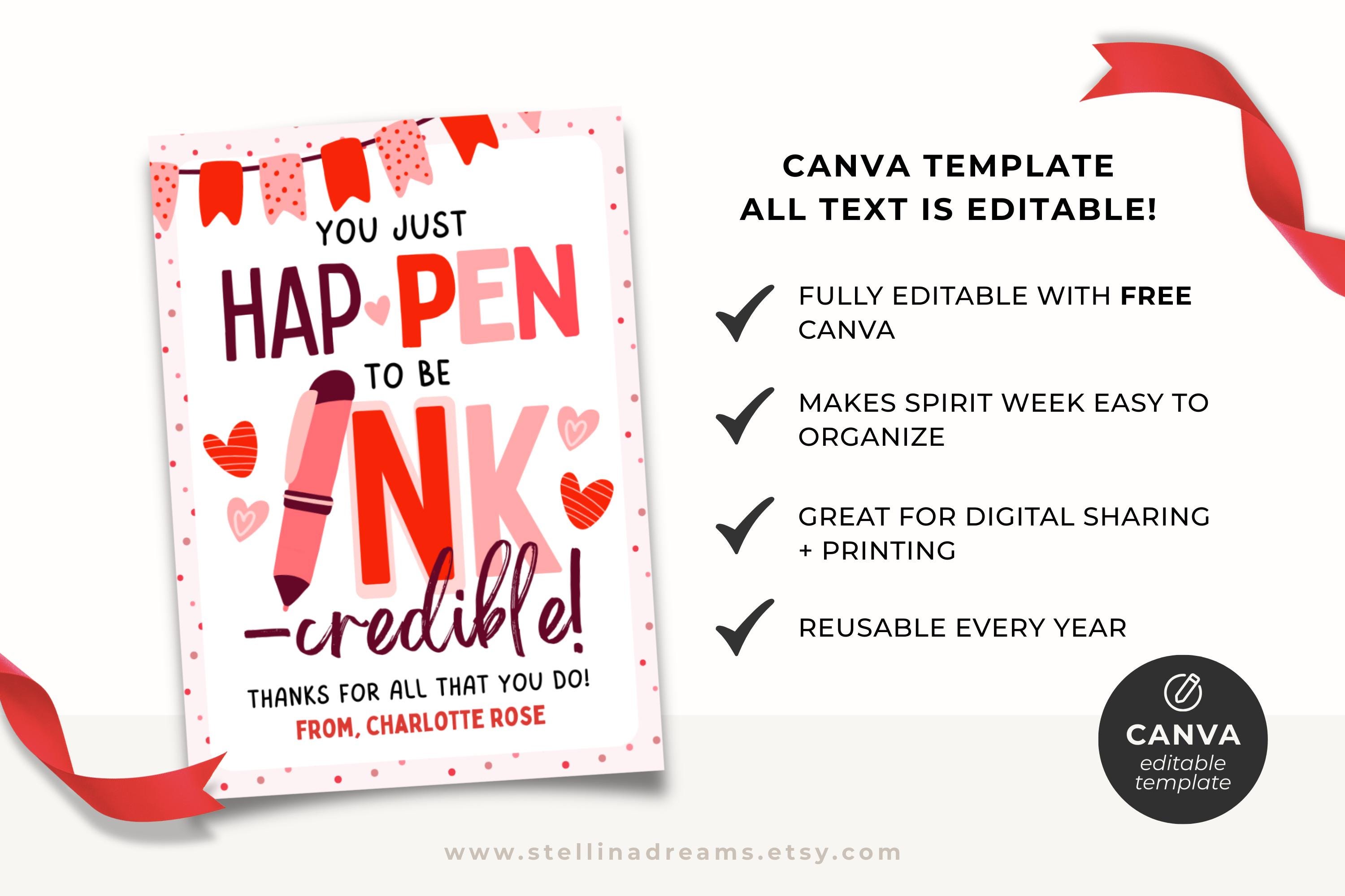 Valentine’s Day Pen Gift Tags | You Just Hap-pen to Be Ink-credible ...