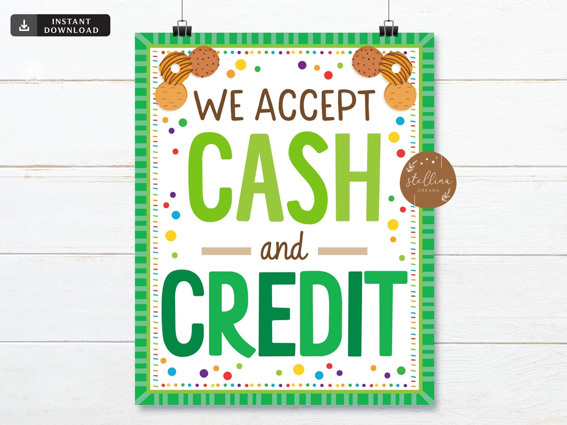 We Accept Payments Sign Cash and Credit Bake Sale Cookie | Etsy
