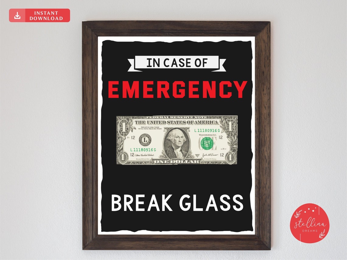 In Case of Emergency Break Glass Printable, Funny Gift, Gag Gift ...