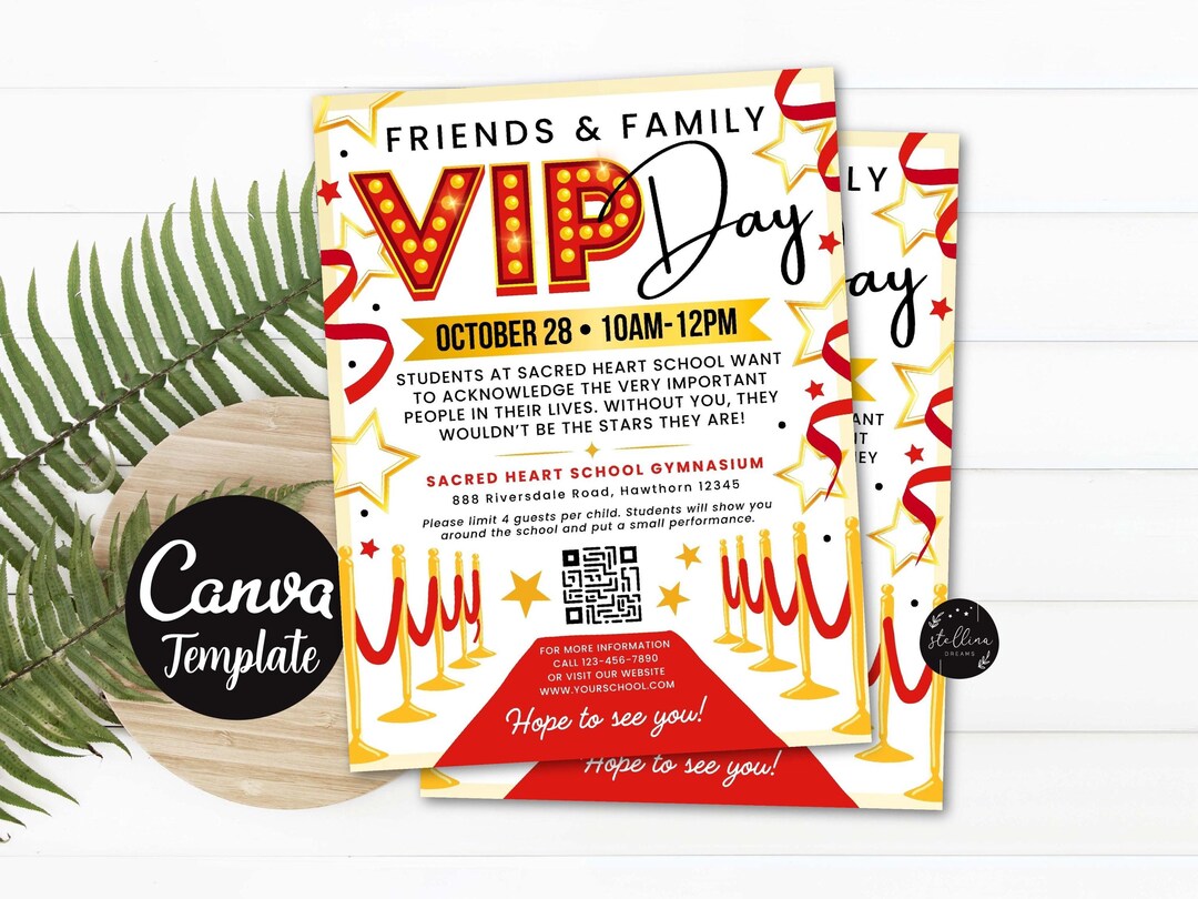 Editable Family VIP Day Flyer: School Fundraiser Canva Template ...