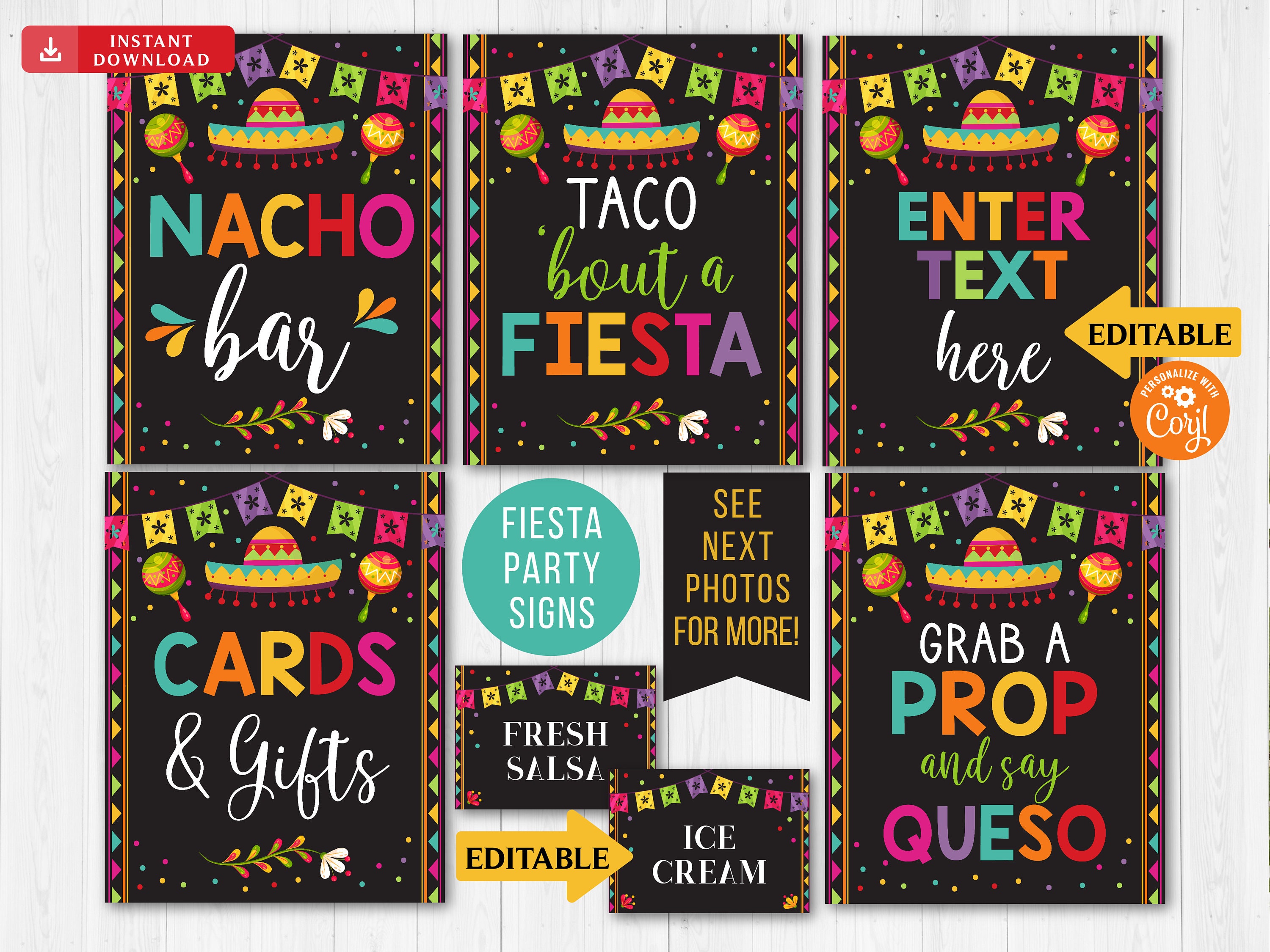 Editable Fiesta Signs Printable Mexican Theme Party Decor - Etsy Australia